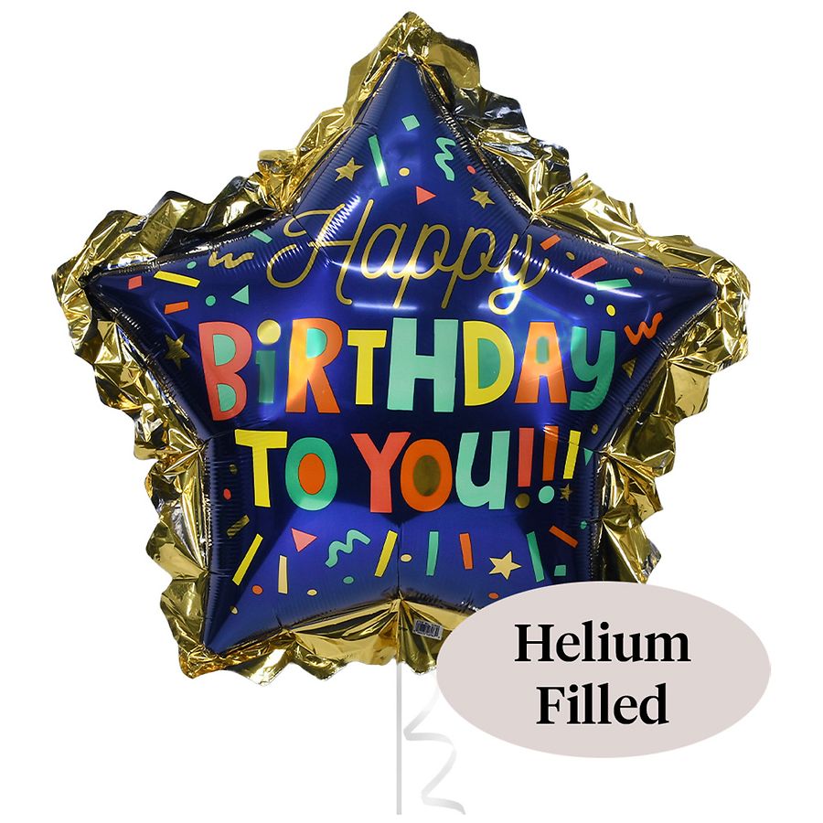 Helium Inflated Foil Balloon Bright Birthday Blocks 34 x 32 in | Walgreens