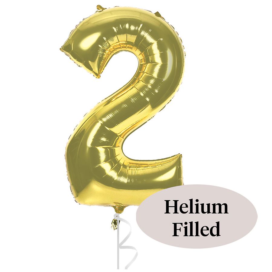 Helium Inflated Foil Balloon Number 2 White Gold 22 x 33 in | Walgreens