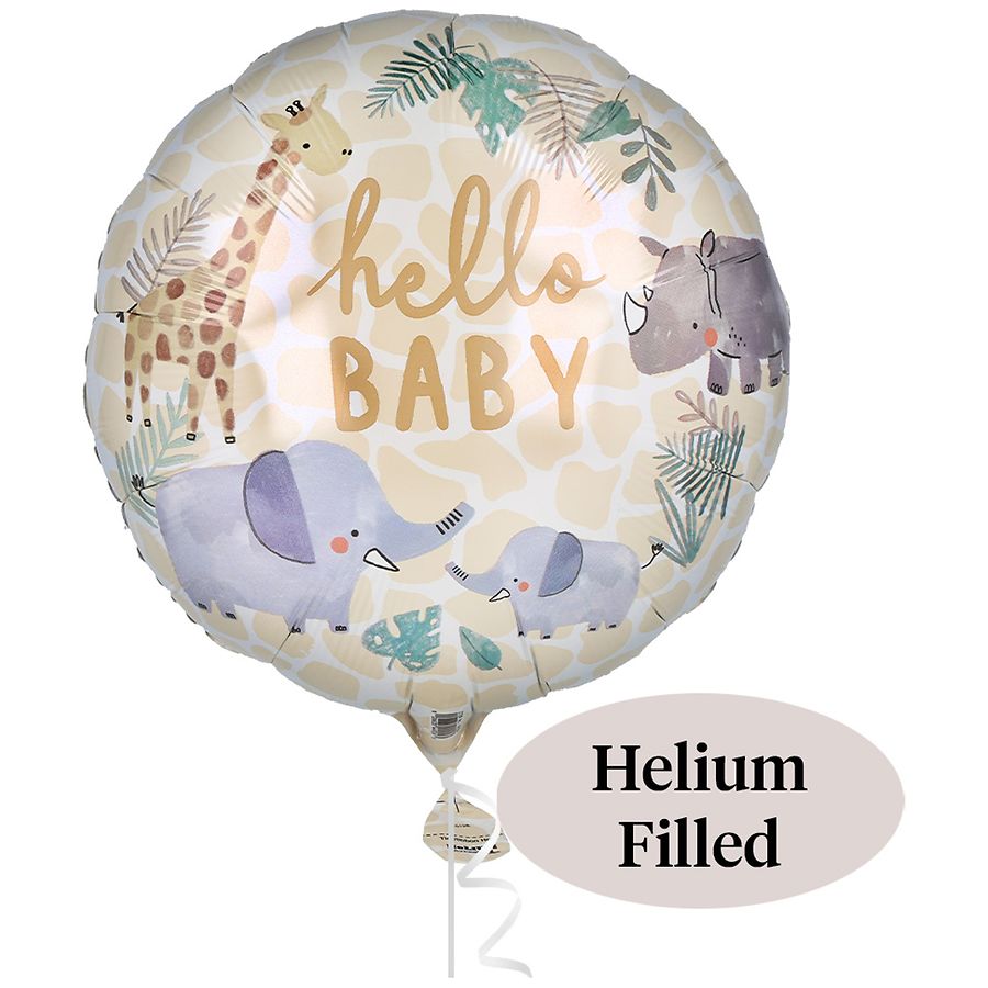 Helium Inflated Foil Balloon Soft Jungle Hello Baby 17 x 17 in | Walgreens