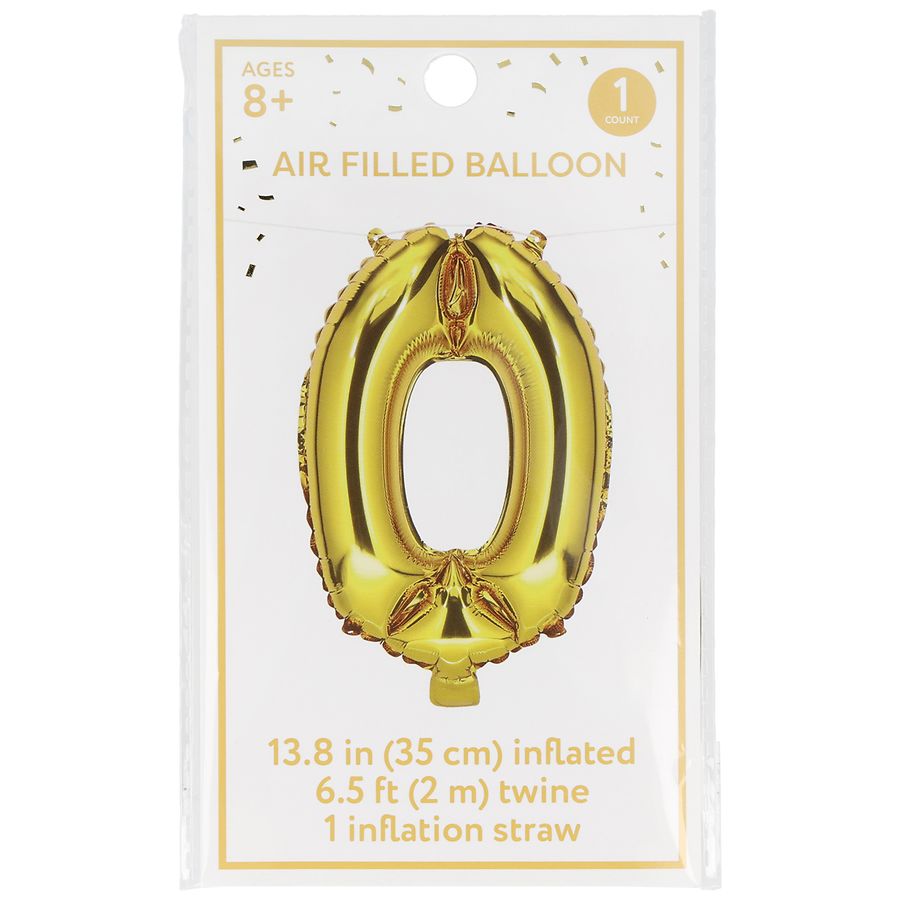 Festive Voice Air Filled Balloon, Number 0 13.8 in Gold | Walgreens