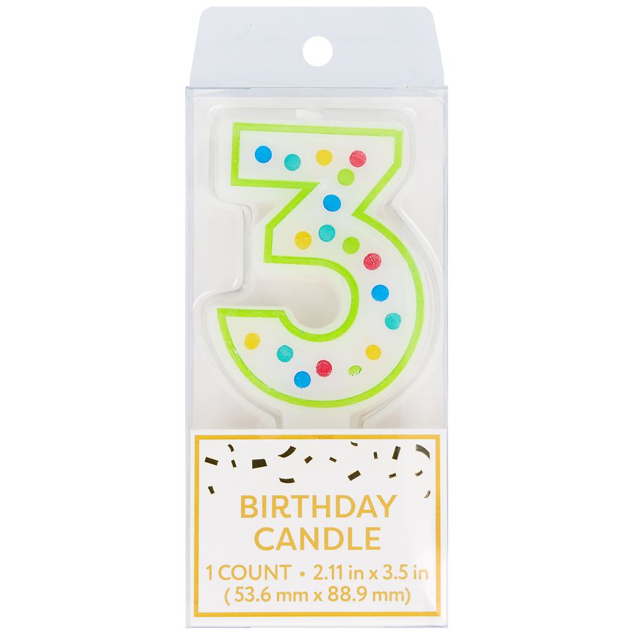 Festive Voice Birthday Candle, Three, Dot | Walgreens