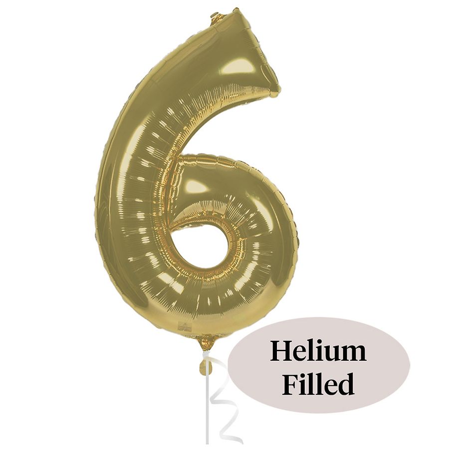 Helium Inflated Foil Balloon Number 6 White Gold 22 x 34 in | Walgreens