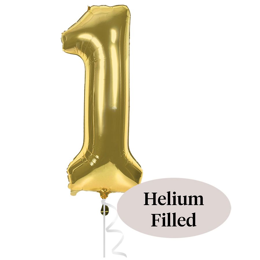 Helium Inflated Foil Balloon Number 1 White Gold 13 x 34 in | Walgreens