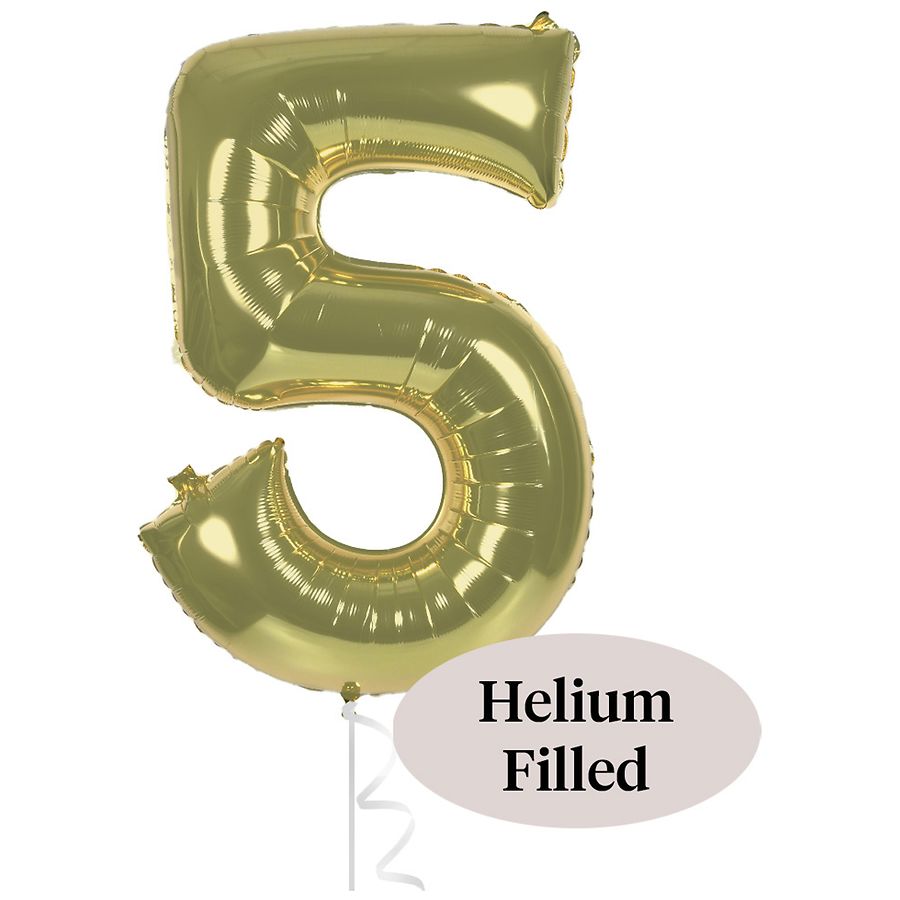 Helium Inflated Foil Balloon Number 5 White Gold 23 x 33 in | Walgreens