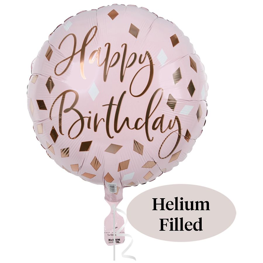 Helium Inflated Foil Balloon Blush Birthday 17 x 17 in | Walgreens
