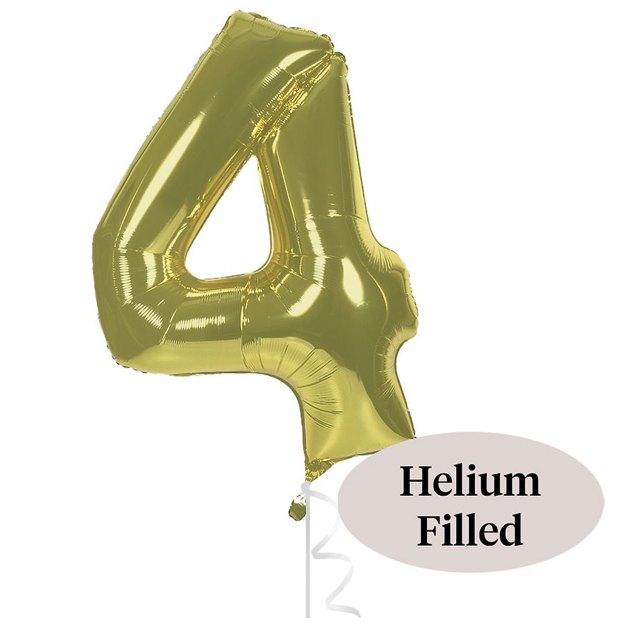 Helium Inflated Foil Balloon Number 4 White Gold 24 x 36 in | Walgreens