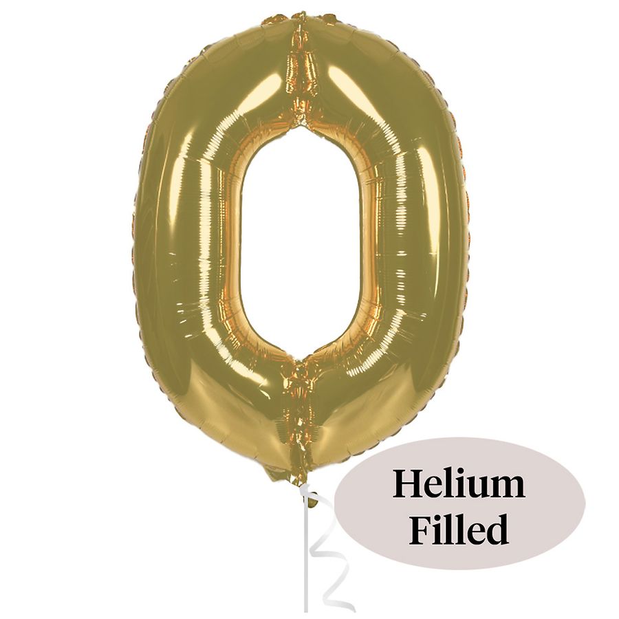 Helium Inflated Foil Balloon Number 0 White Gold 26 x 35 in | Walgreens