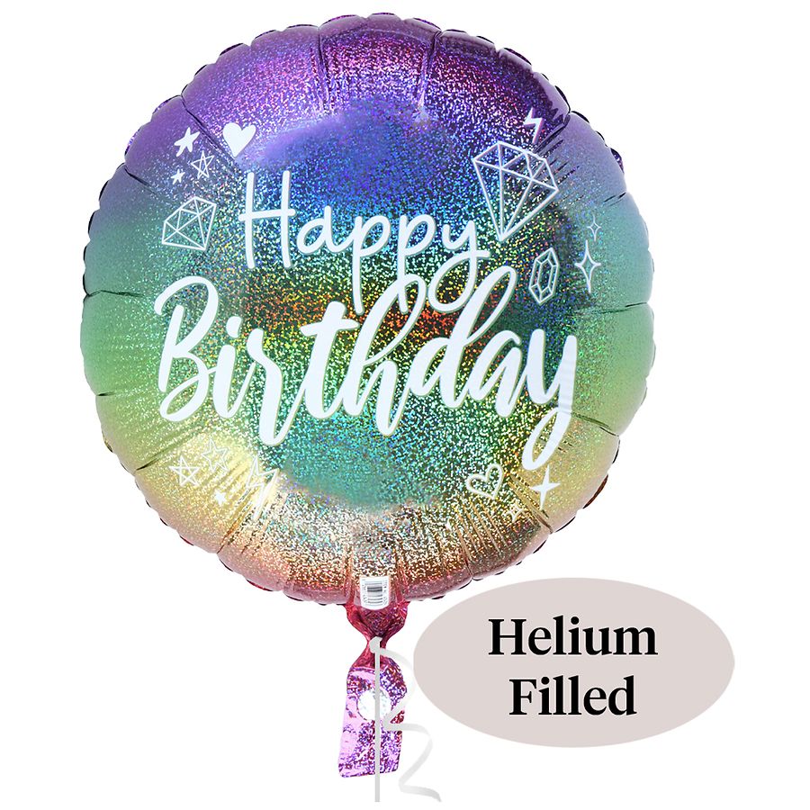 Helium Inflated Foil Balloon Sparkle Happy Birthday 18 x 18 in | Walgreens