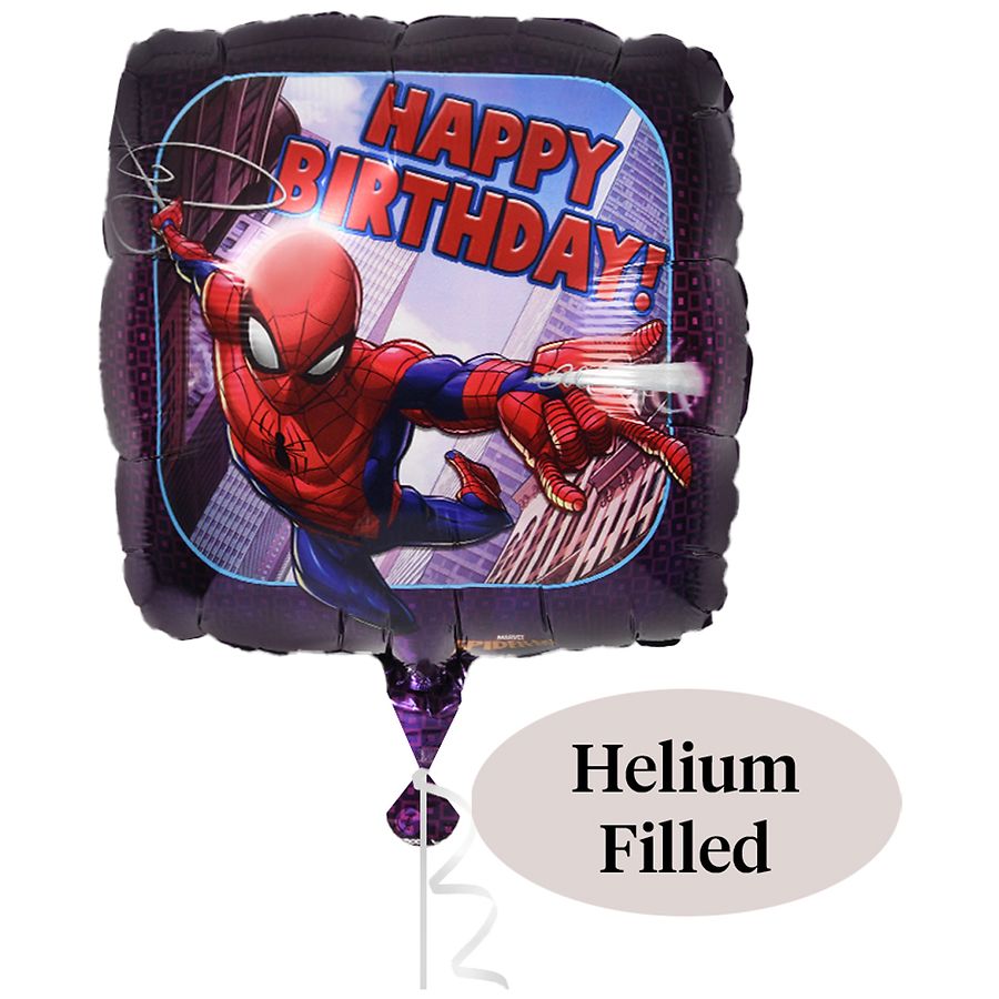 Helium Inflated Foil Balloon Spider-Man Happy Birthday 17 x 17 in ...