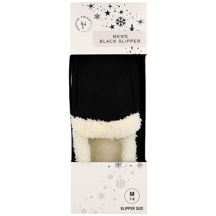 Festive Voice Men's Slippers Size M 7-8 Black | Walgreens