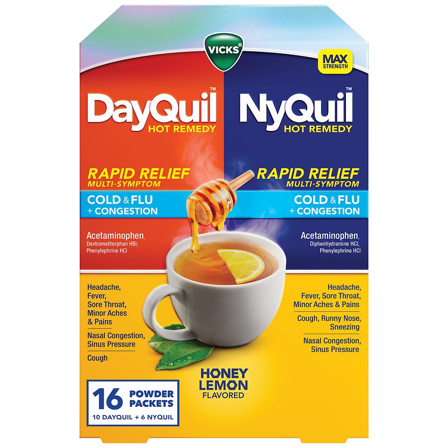 Vicks Dayquil Nyquil Hot Remedy Cold & Flu Drink Honey Lemon | Walgreens