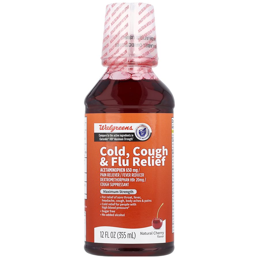 Walgreens Cold, Cough & Flu Relief Liquid Maximum Strength Natural ...