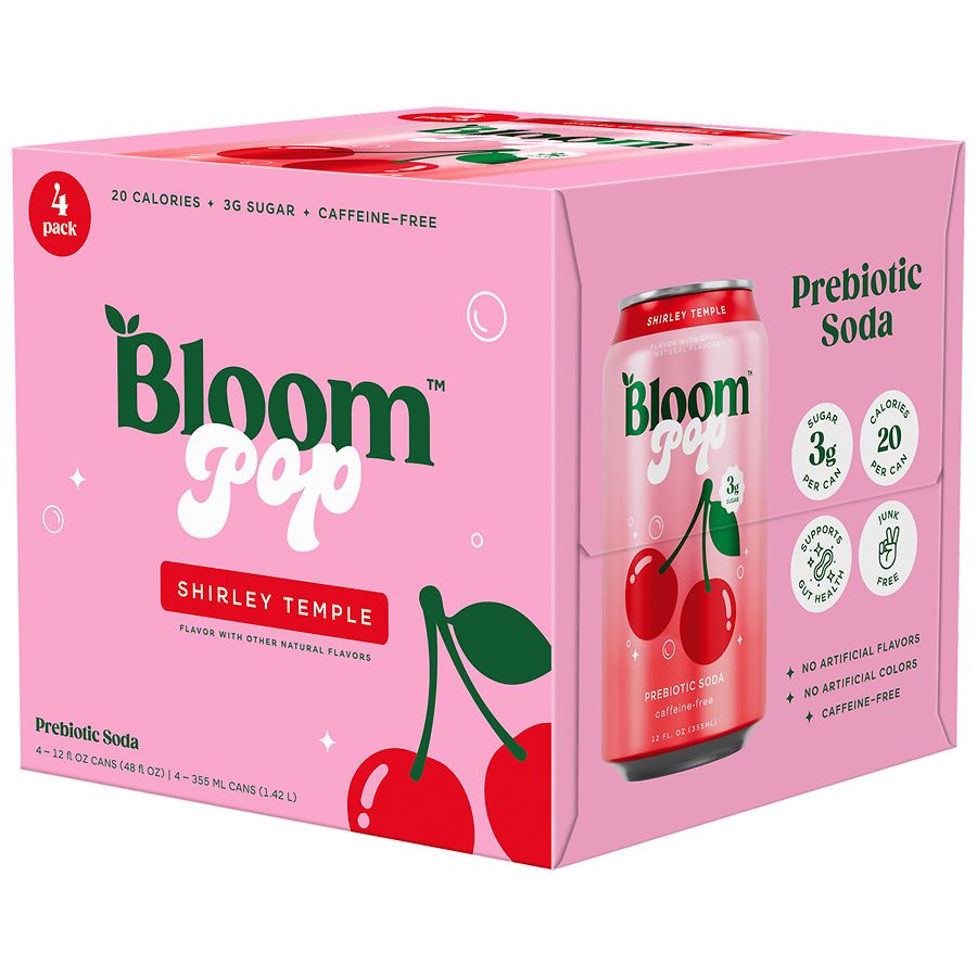 Bloom Pop Shirley Temple Prebiotic Soda, 4-pack Cans | Walgreens