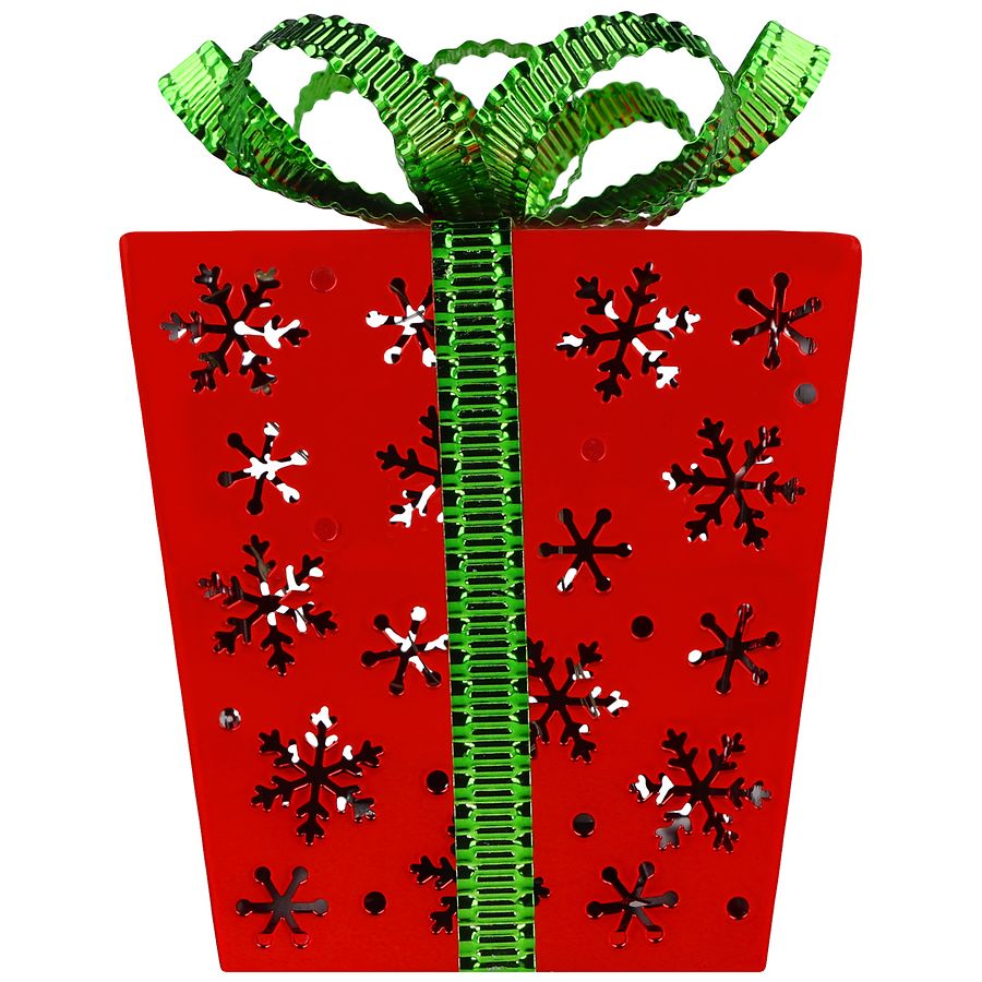 Festive Voice Metal Present Decor Red | Walgreens