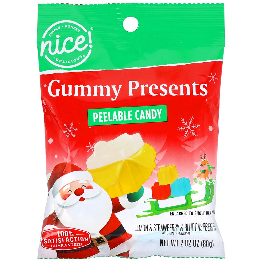 Nice! Gummy Presents Peelable Candy Lemon & Strawberry & Blue Raspberry ...