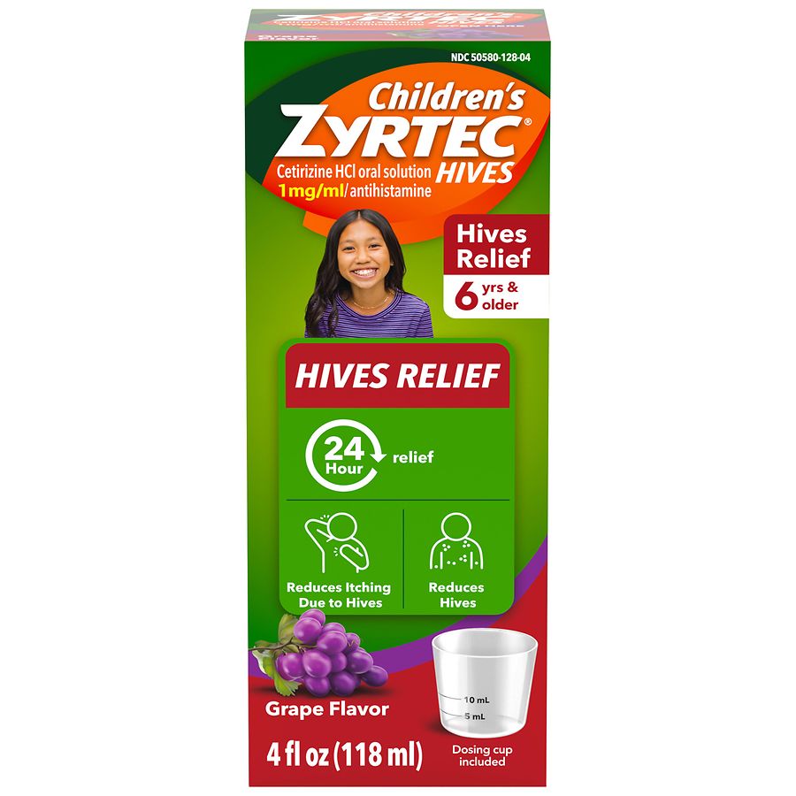 Children's Zyrtec 24 Hour Hives Relief Liquid, Grape | Walgreens