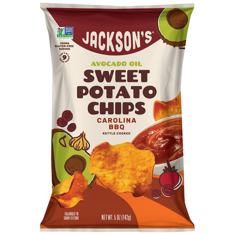 Jackson's Avocado Oil Sweet Potato Chips, Kettle Cooked Carolina BBQ ...