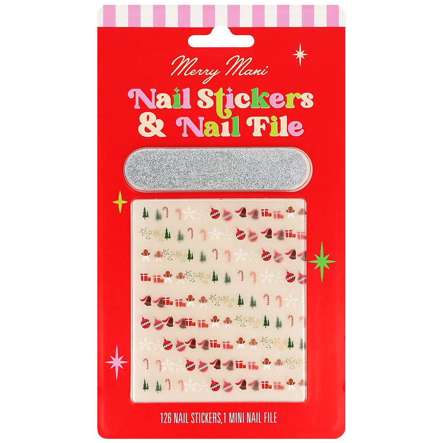 Walgreens Merry Mani Nail Stickers & Nail File Silver | Walgreens