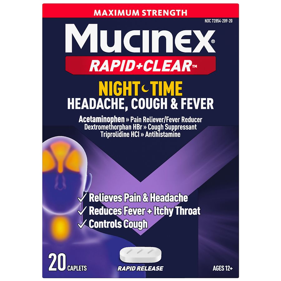 Mucinex Maximum Strength Nighttime Cold And Flu Medicine For Adults ...