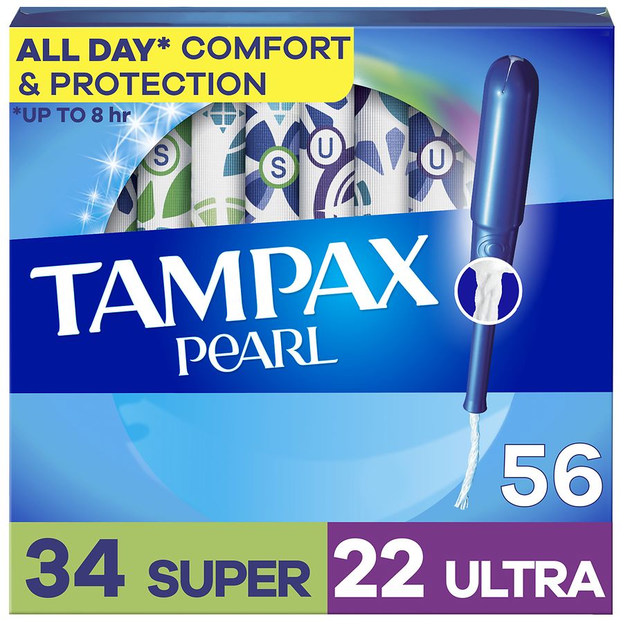 Tampax Pearl Tampons Multipack, with LeakGuard Braid Unscented ...