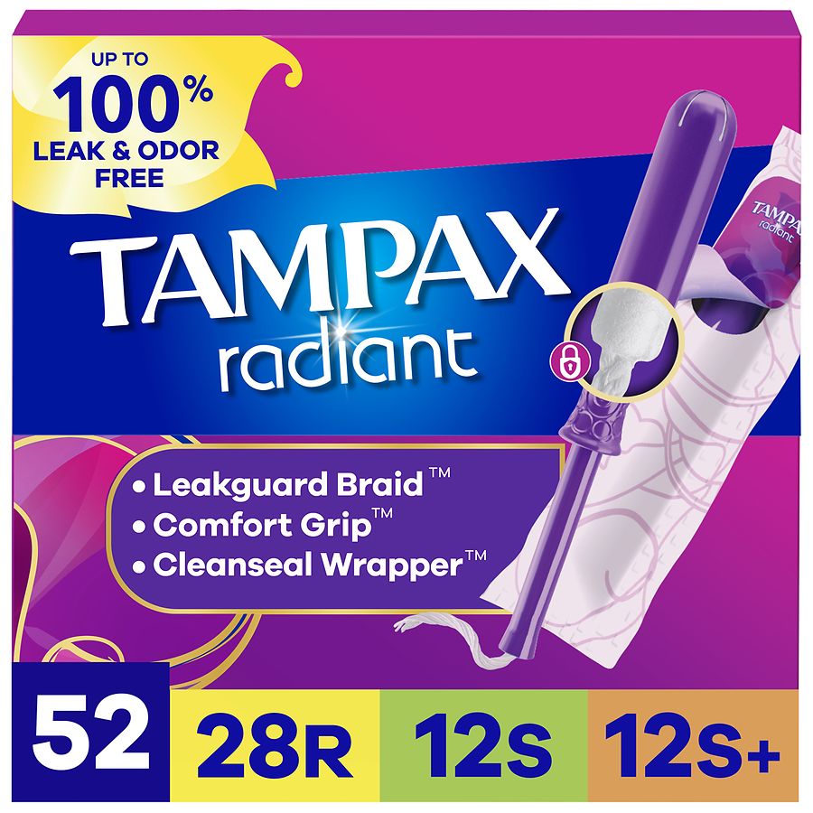 Tampax Pearl Tampons with LeakGuard Braid, Multi-Pack Unscented ...