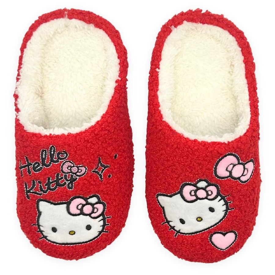 Hello Kitty Girls' Embroidered Scuff Slippers with Hard Platform Sole ...