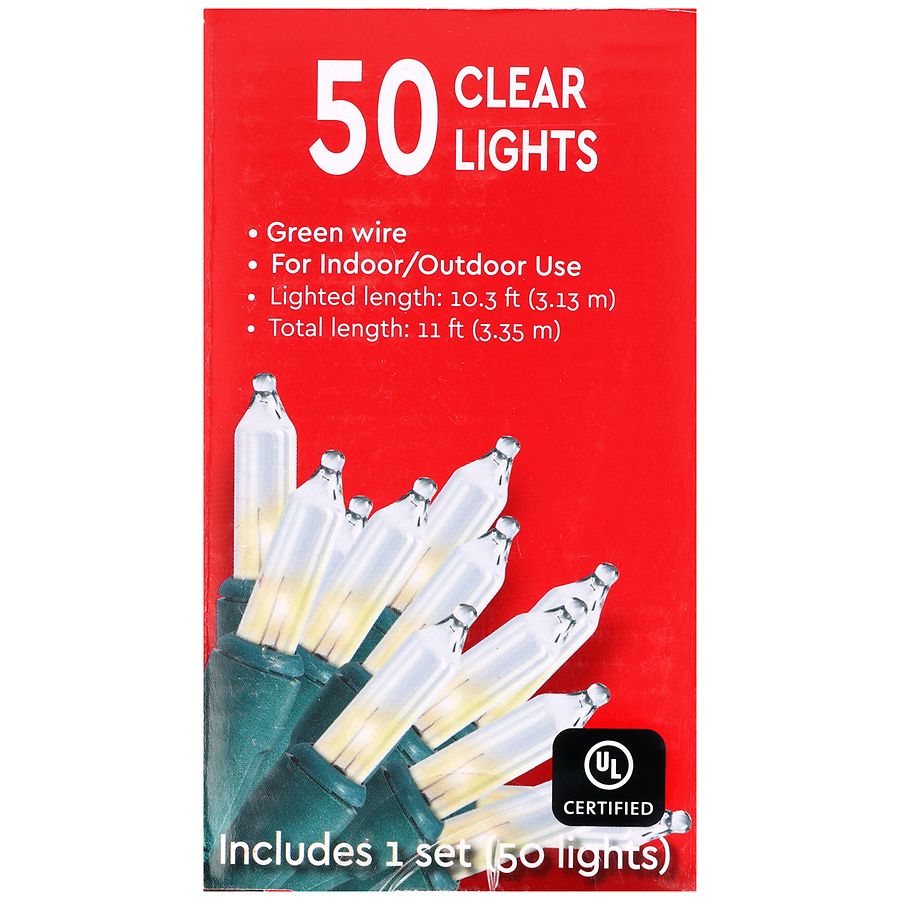 Festive Voice Lights 50 Clear, Green Wire | Walgreens