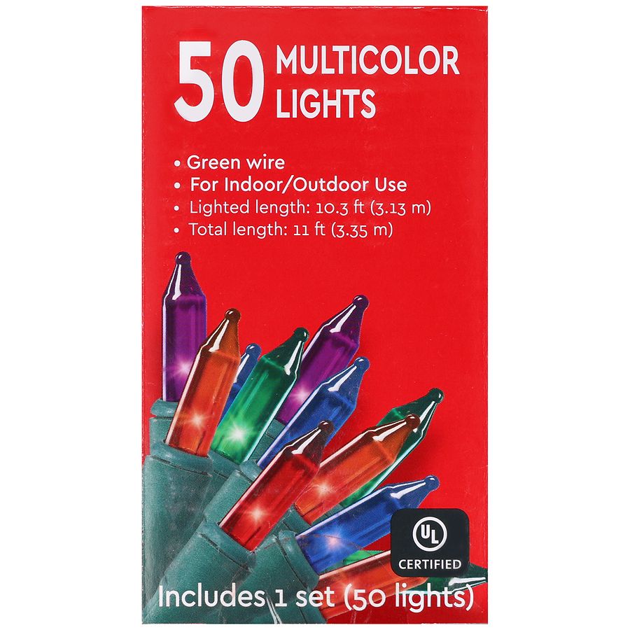 Festive Voice Lights 50 Multicolor, Green Wire | Walgreens