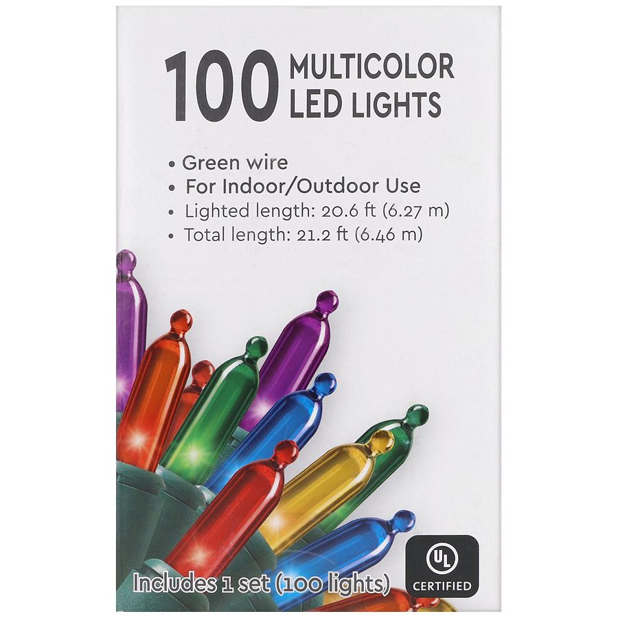 Festive Voice LED Lights 100 Multicolor, Green Wire | Walgreens