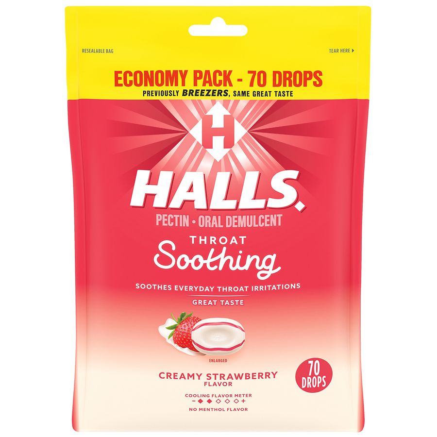 Halls Throat Soothing Drops Creamy Strawberry | Walgreens