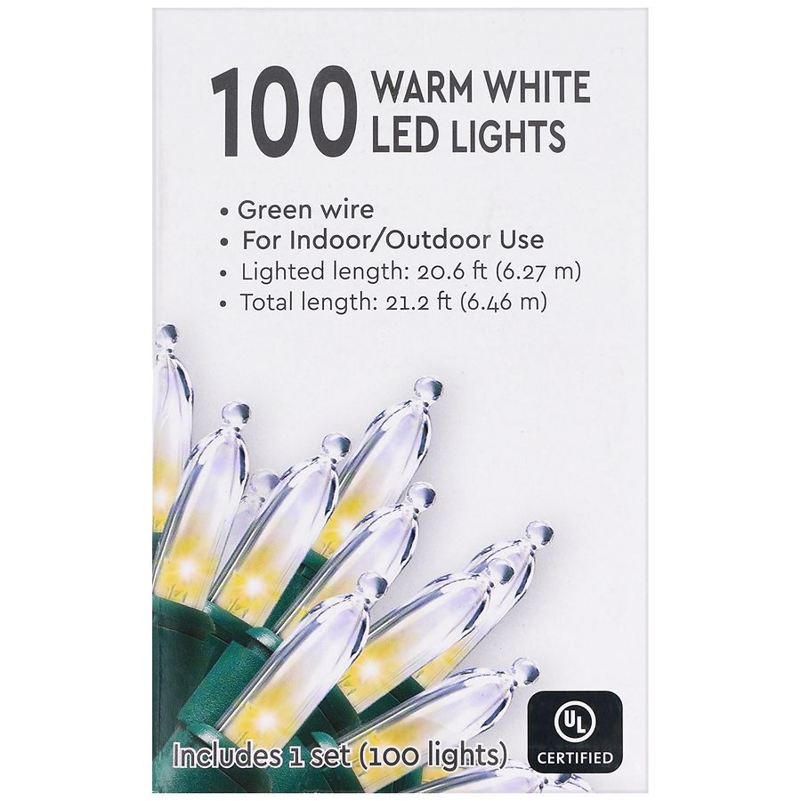 Festive Voice LED Lights 100 Warm White, Green Wire | Walgreens
