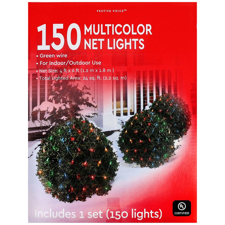 Festive Voice Net Lights 150 Multicolor, Green Wire | Walgreens