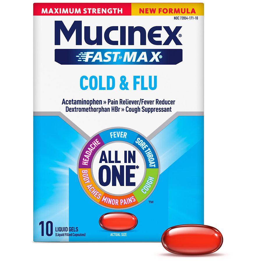 Mucinex Fast-Max Maximum Strength Cold and Flu Medicine for Adults ...
