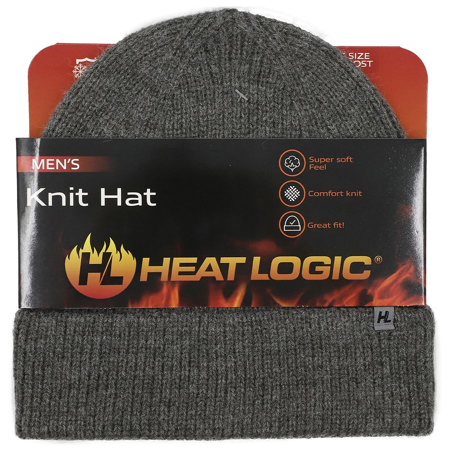 Heat Logic Rib Knit Beanie with Cuff Charcoal Grey | Walgreens