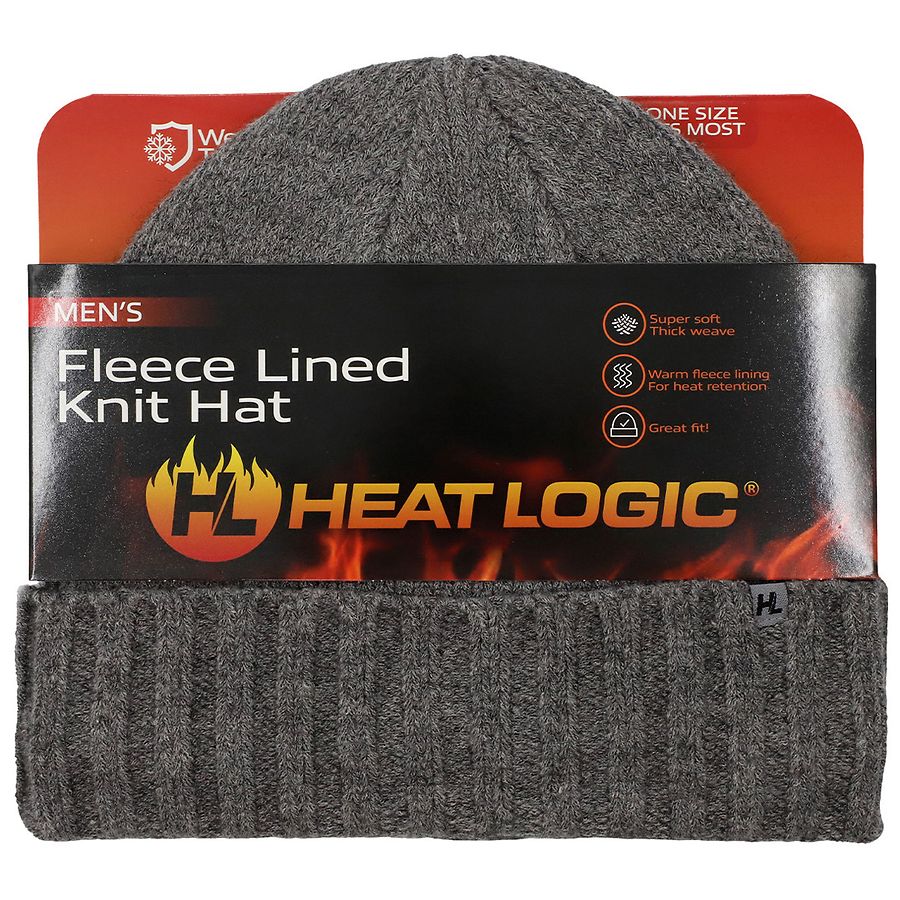 Heat Logic Fleece Lined Knit Hat with Cuff Charcoal Grey | Walgreens