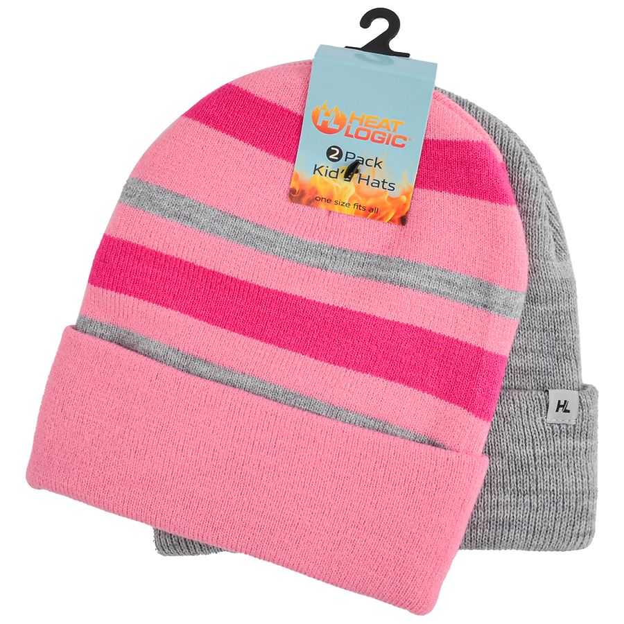Heat Logic Kid's Knit Hat Pink Stripe/Grey | Walgreens