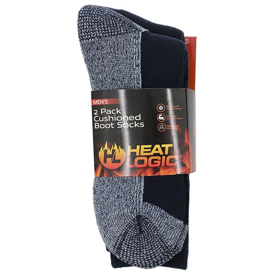 Heat Logic Cushioned Boot Socks Black/Red | Walgreens