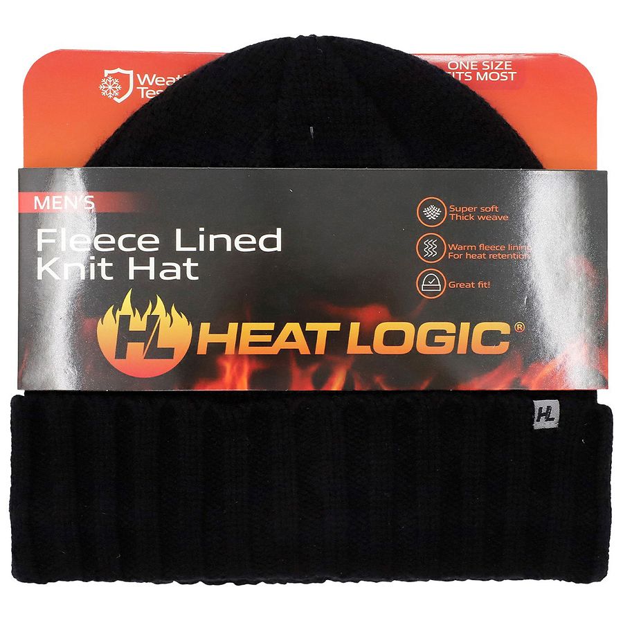 Heat Logic Fleece Lined Knit Hat Black | Walgreens