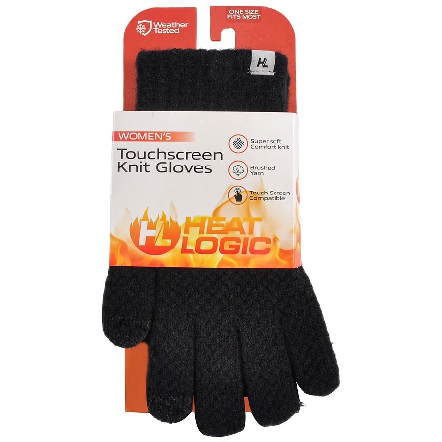 Heat Logic Gloves Touchscreen Knit Gloves Black | Walgreens