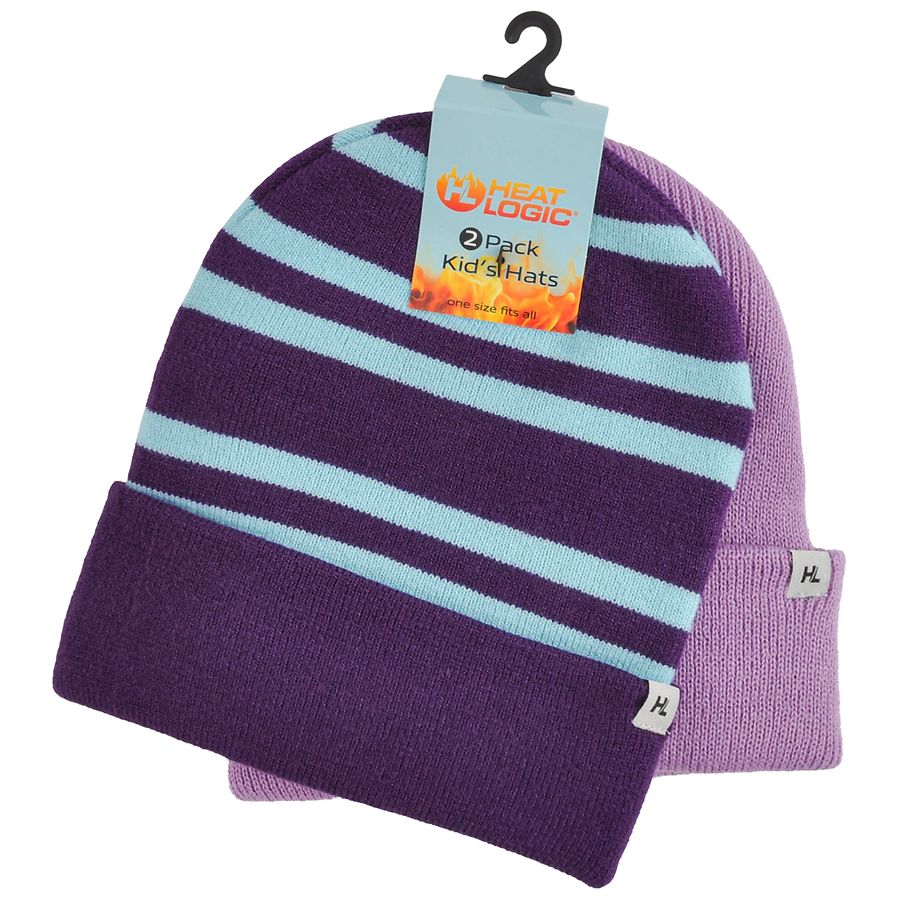 Heat Logic Kid's Knit Hats Purple Stripe/Lilac | Walgreens