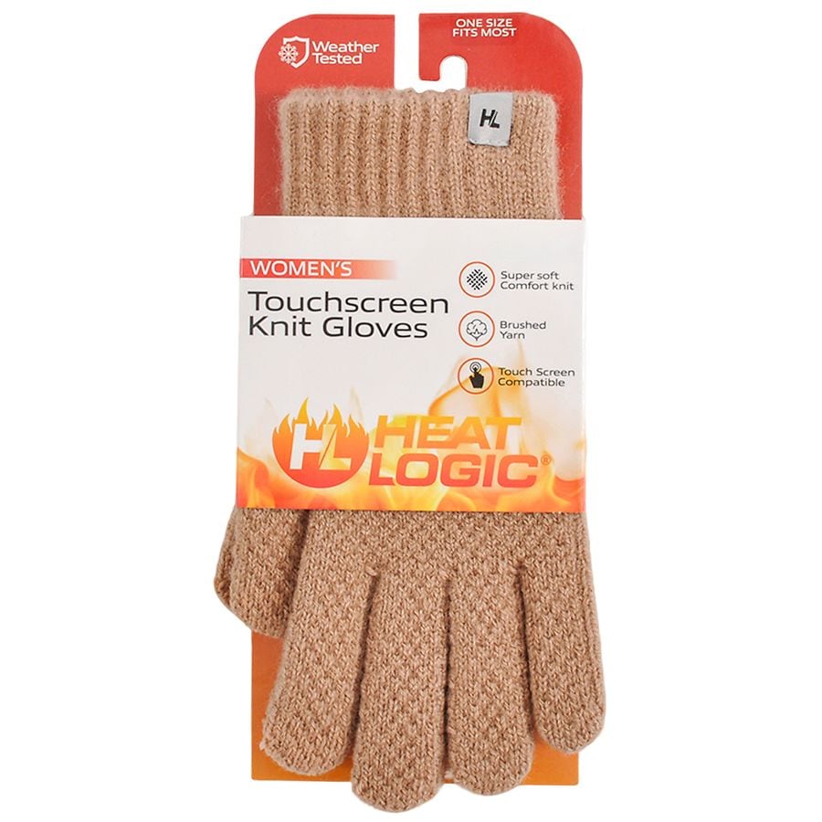 Heat Logic Gloves Touchscreen Knit Gloves Camel | Walgreens