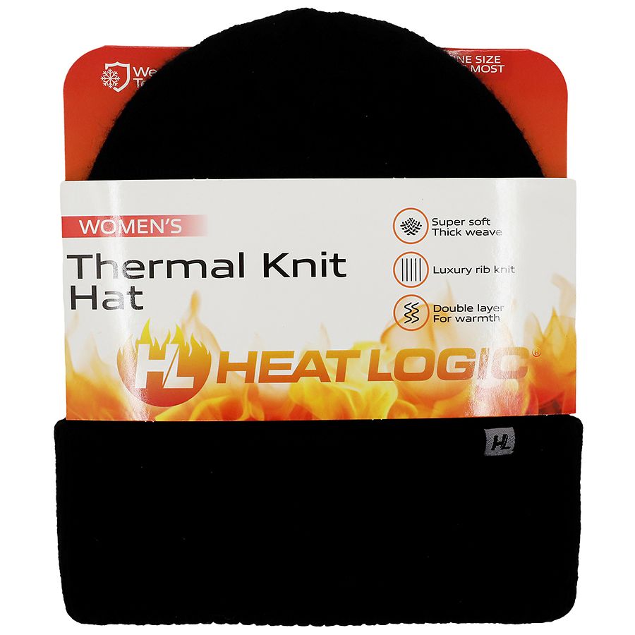 Heat Logic Thermal Knit Beanie with Cuff Black | Walgreens