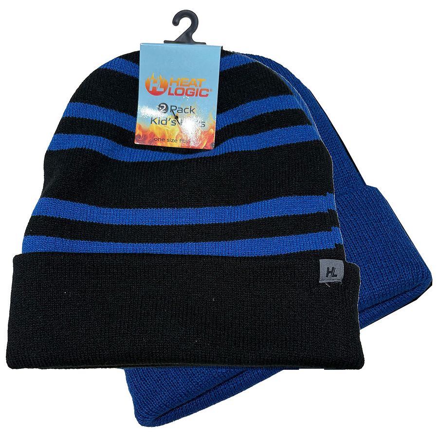 Heat Logic Kid's Knit Hat Black Stripe/Blue | Walgreens