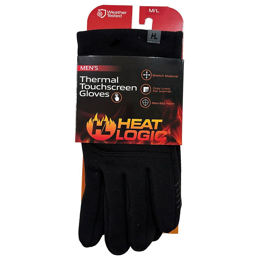 Heat Logic Gloves Men's Thermal Touchscreen Gloves M/L Black | Walgreens