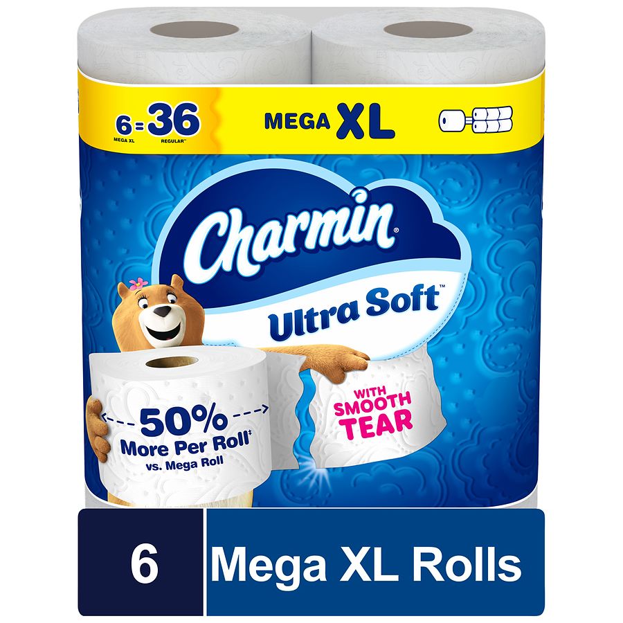Charmin Ultra Soft Toilet Paper Mega XL Rolls, 2-ply Bath Tissue ...