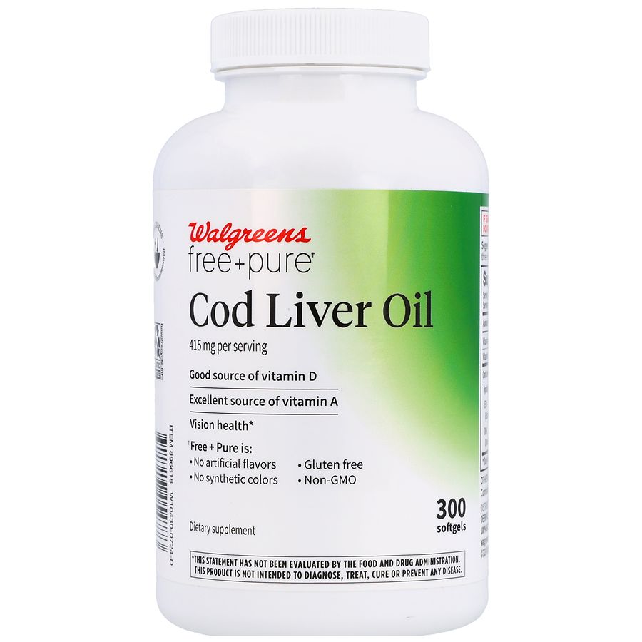 Walgreens Free & Pure Cod Liver Oil 415 mg Softgels | Walgreens