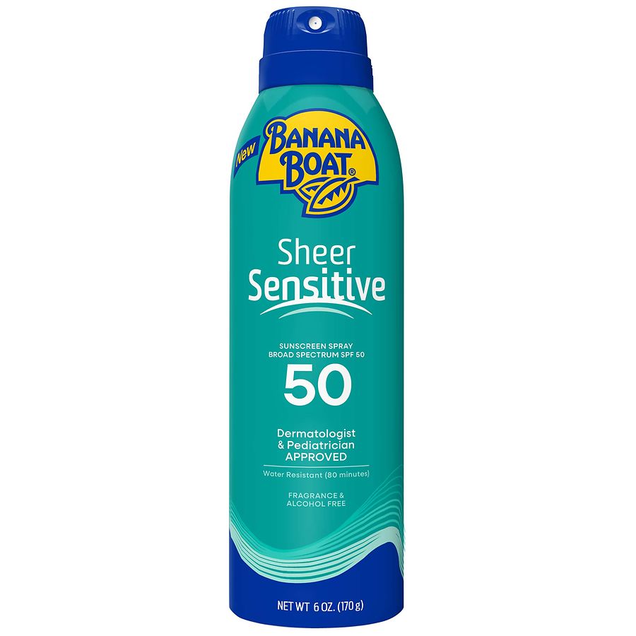 Banana Boat Sheer Sensitive Body Sunscreen Spray, SPF 50 | Walgreens