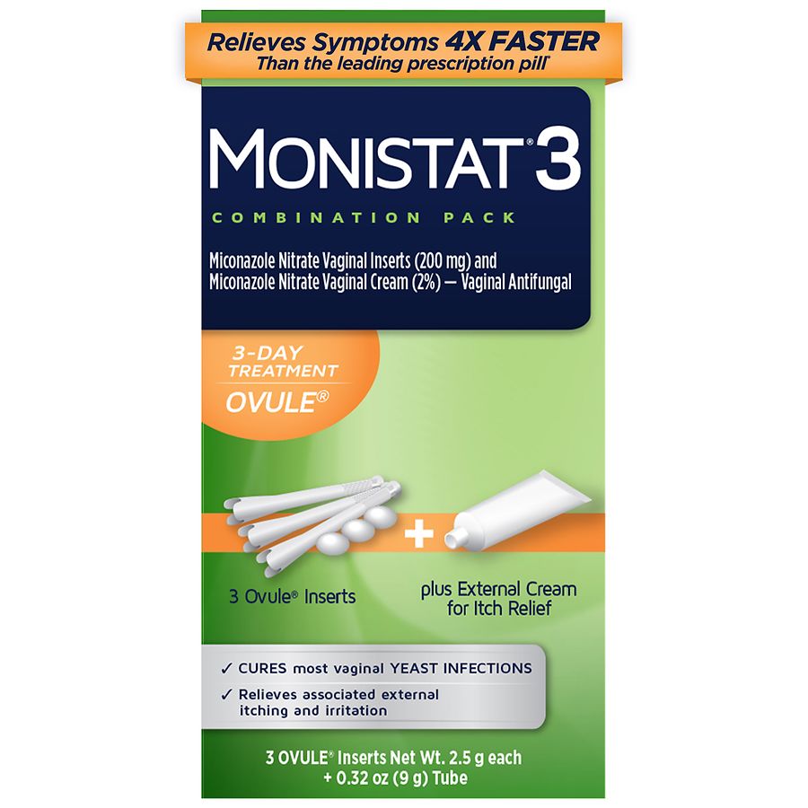 Monistat 3-Day Yeast Infection Treatment, 3 Ovule Insert & External ...