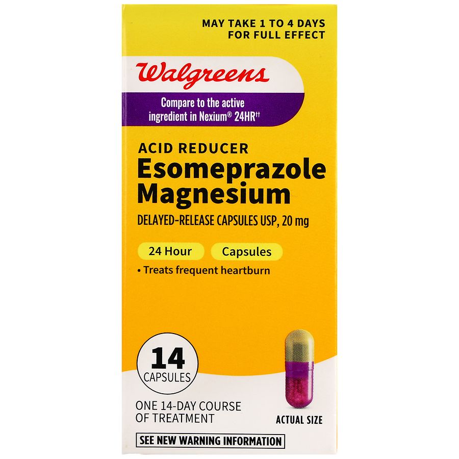 Walgreens 24 Hour Acid Reducer Esomeprazole Magnesium USP 20 mg ...