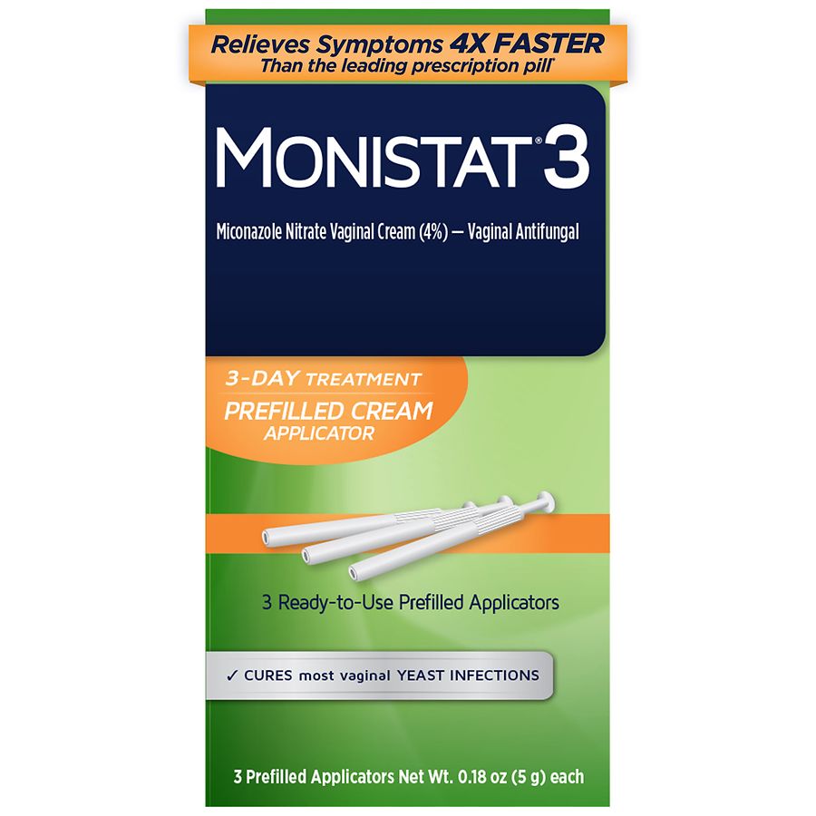 Monistat 3-Day Yeast Infection Treatment, Pre-Filled Cream Applicators ...